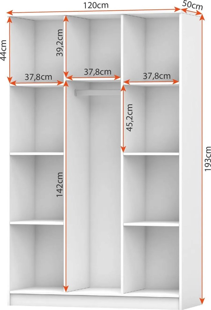 Šatní skříň SMYK 120 - bílá (více variant)
