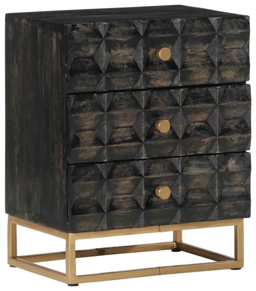 Noční stolek černý 40 x 29 x 50 cm masivní mangovníkové dřevo,  351680