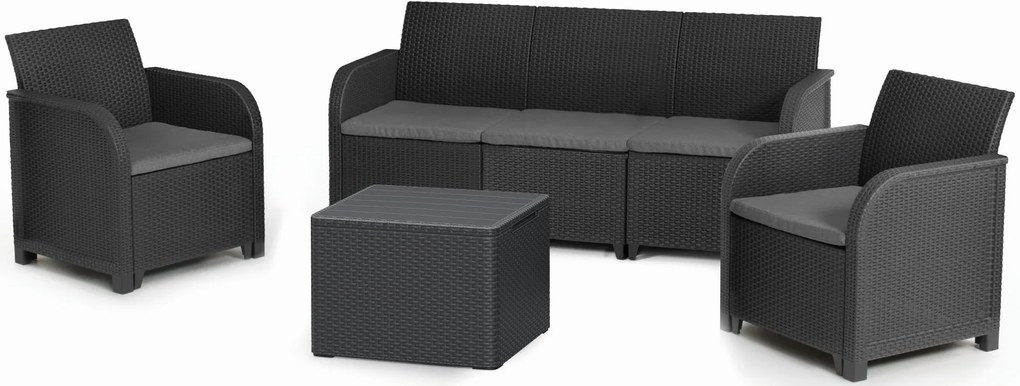 KETER ROSALIE 5 SEATER Set zahradní s úložným stolem, grafit/šedá 17212109