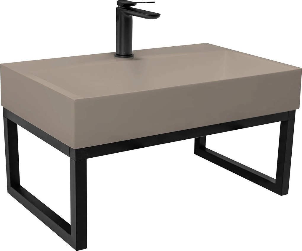 Rea Goya, umyvadlo z konglomerátu s černou konzolou, 70 cm, béžová, KPL-U4414