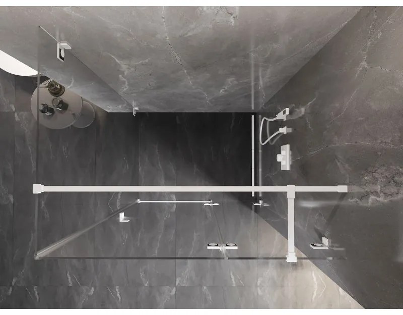 Mexen Lunar T, pravostranný výklopný sprchový kout 115 x 80 cm, 8mm čiré sklo, bílý profil, 834T-115-080-20-00-P