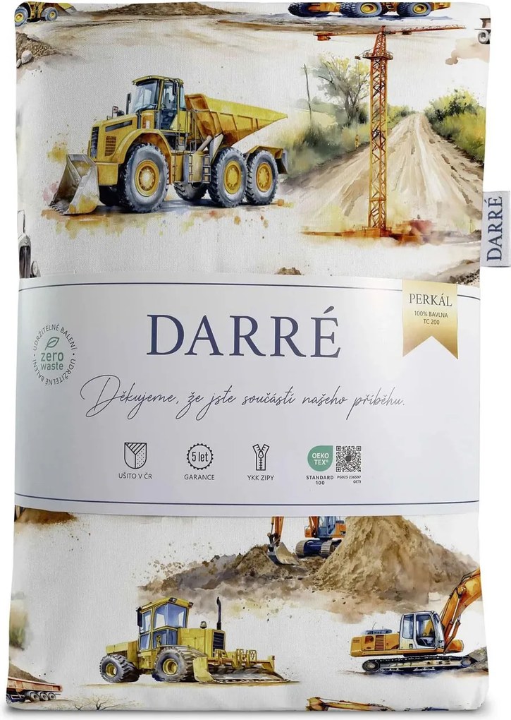 Perkálové bavlněné povlečení do postýlky Stavební stroje Velikost: 100 x 135 + 45 x 65