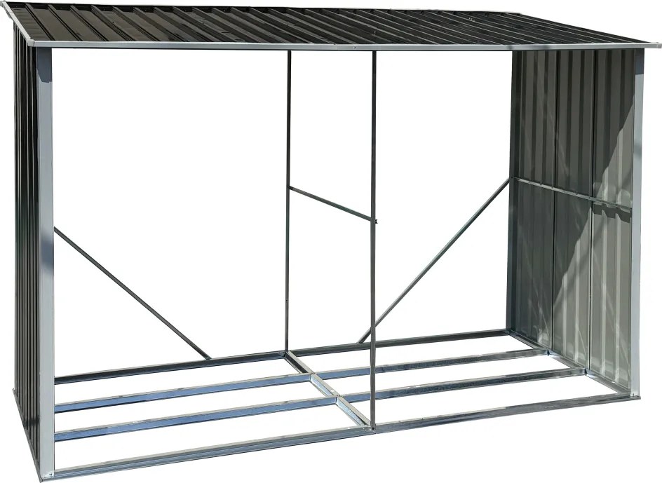 Přístřešek na dřevo, antracit/bílá, 302x121,5x191 cm, DARYL TYP 3