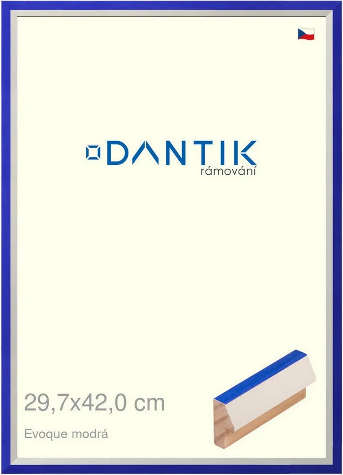 DANTIK rámeček 29,7x42 | EVOQUE modrá (Plexi Čiré)