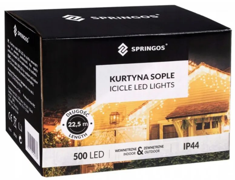 LED krápníky - 22,5m, 500LED, 8 funkcí, ovladač, IP44, modrá