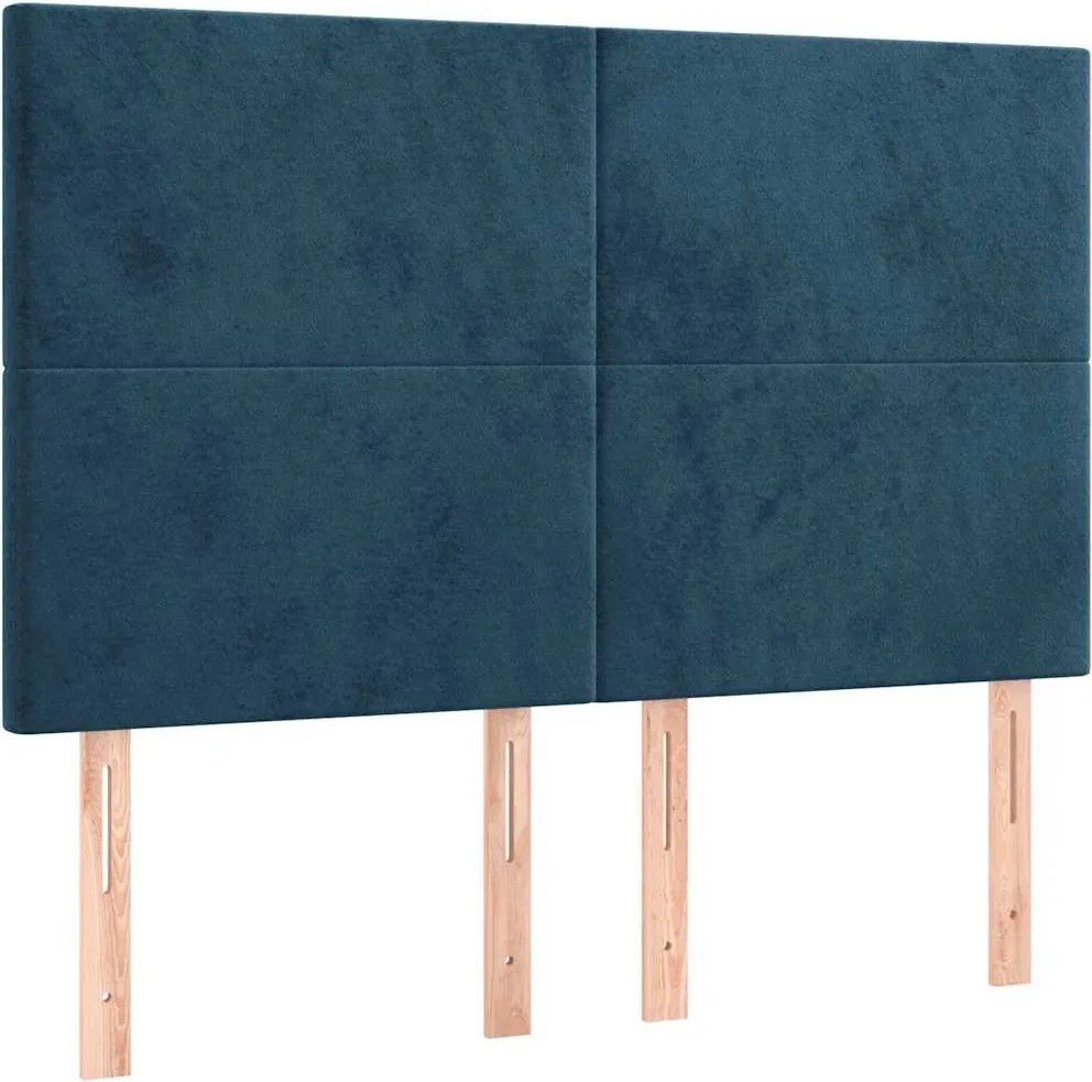 Box spring postel s matrací tmavě modrá 140x200 cm samet 3132565