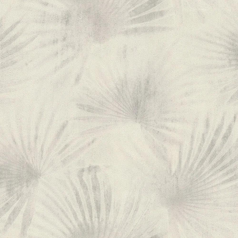 Luxusní bílo-šedá vliesová tapeta s palmovými listy 72912, Zen, Emiliana Parati