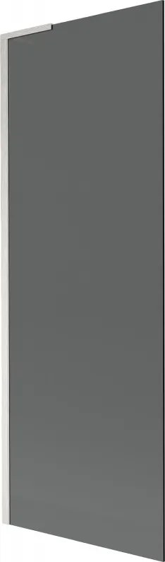 Mexen Next L, 1-křídlová vanová zástěna 70 x 150 cm, 6mm šedé sklo, 6mm čiré sklo, profil broušená ocel, 895-070-000-03-40-97