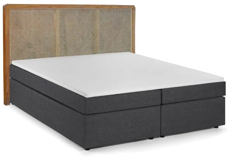 Postel boxspring z teaku a ratanu Nebea 180x200