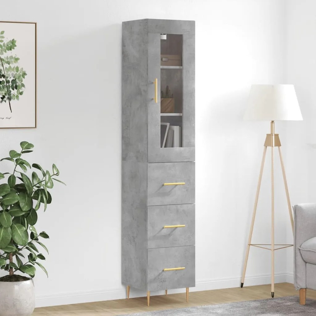 vidaXL Skříň highboard 34,5 x 34 x 180 cm kompozitní dřevo [3199226] Barva: Betonová šedá