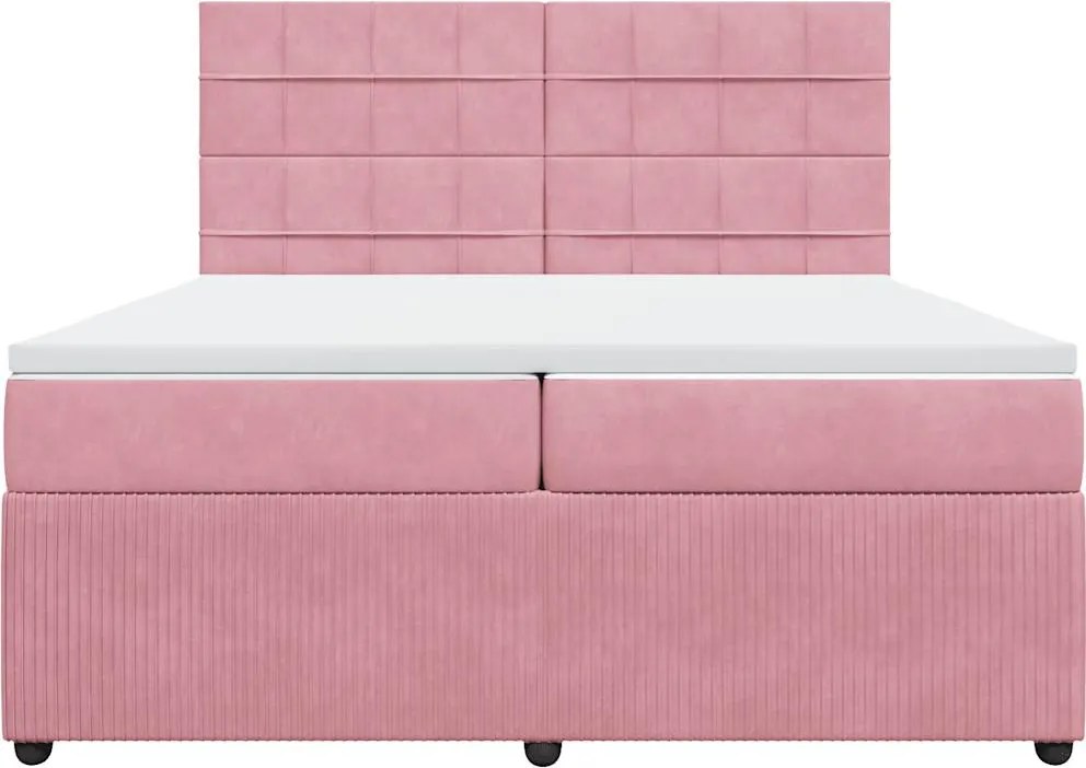 Box spring postel s matrací růžová 200x200 cm samet 3294735