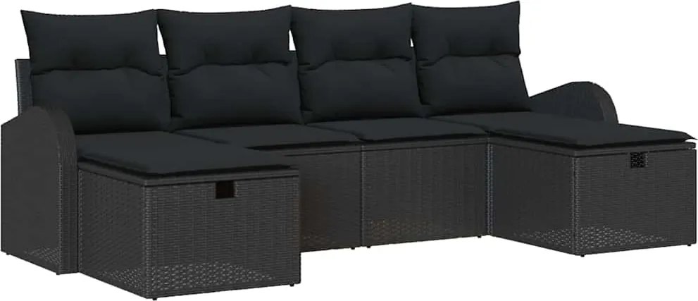 Set pohovek 6 ks Černá polyratan 3359122