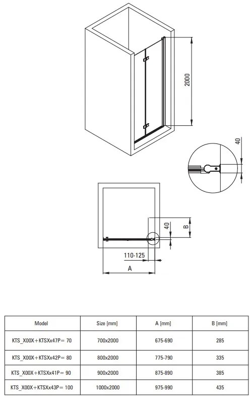 Deante Kerria Plus, skládací sprchové dveře do otvoru 90x200cm, 6mm čiré sklo s ActiveCover, chromový profil, KTSX041P