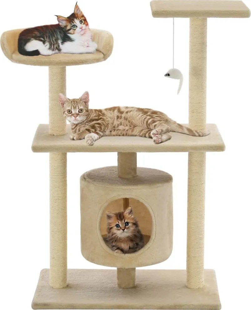 vidaXL Škrabadlo pro kočky se sisalovými sloupky 95 cm [170513] Barva: Šedá