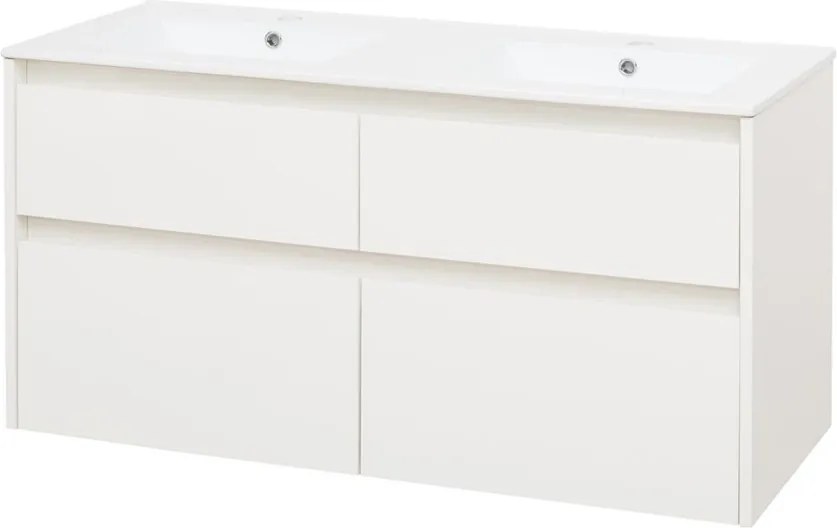 Mereo Mereo, Opto, koupelnová skříňka s keramickým umyvadlem 121 cm, bílá, dub, bílá/dub, černá, CN913