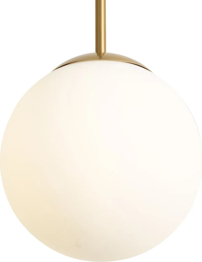 Závěsné svítidlo Art Deco zlaté s opálovým sklem IP44 - Flore