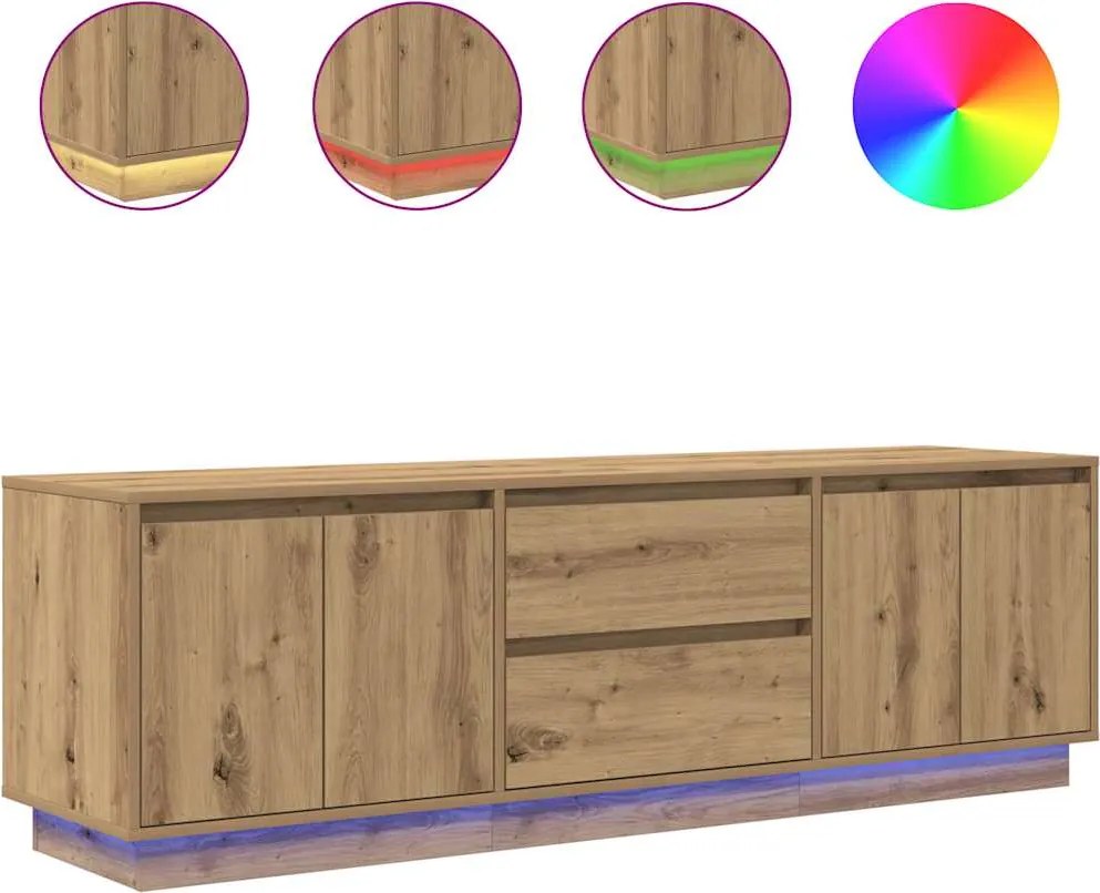 TV skříňka s LED osvětlením dub artisan 160,5x41x50 cm 3328434
