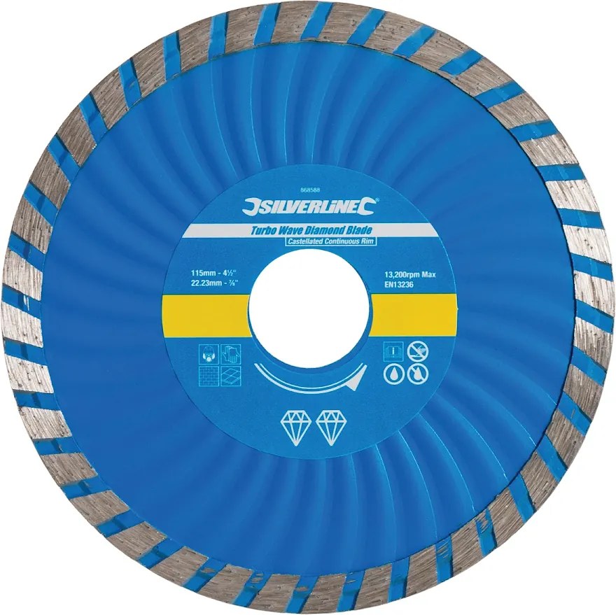 Diamantový řezný kotouč Turbo Wave 115 × 22,23 mm Silverline 868588
