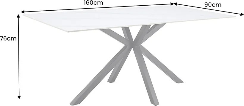Keramický jídelní stůl Fabrico 160 cm bílý