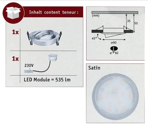 Paulmann 93983 - LED/6,8W IP23 Koupelnové podhledové svítidlo COIN 230V
