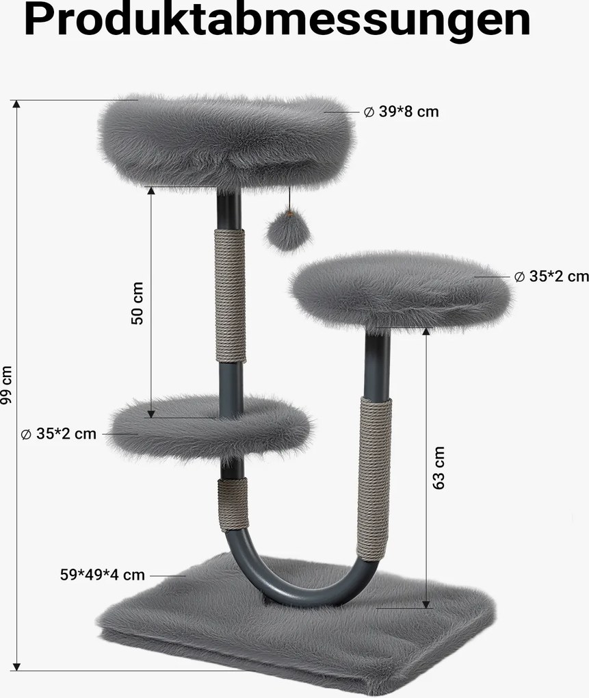 Škrabadlo pro kočky fudajo – 99 cm, šedá (66007)