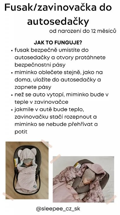 Sleepee Fusak do autosedačky pro miminko BOHO, ZELENÝ