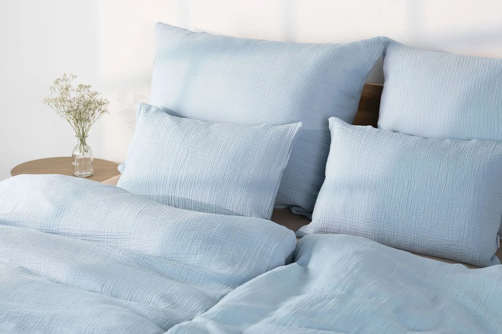 Celoroční mušelínové povlečení Ice Blue - GOTS Velikost: atypický 240 x 220 + 2 x 70 x 90