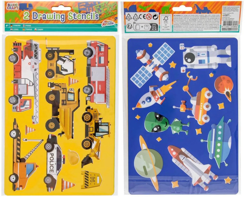_Ostatní 1_ GRAFIX Šablony na obkreslování kreativní set 2ks 3 druhy v sáčku 35103