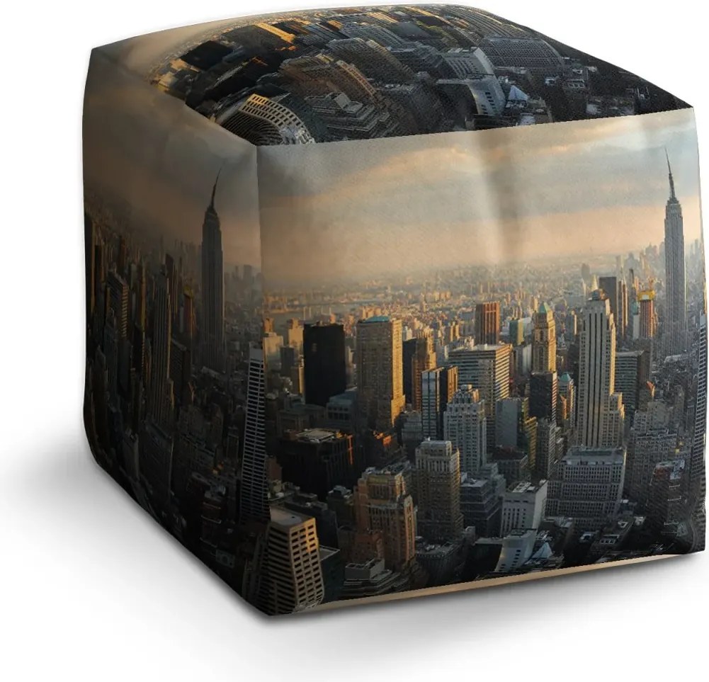 Sablio Taburet Cube New York Skyline - 60x60x60 cm