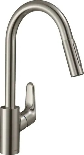 Hansgrohe Focus M41 dřezová baterie s vytahovací sprškou, 2 proudy vzhled nerezu 31815800