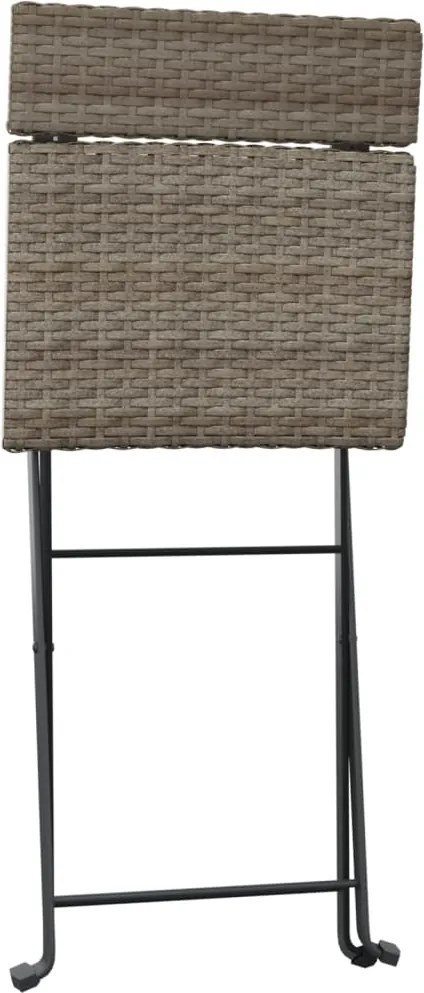 3dílný skládací bistro set šedý polyratan 319991