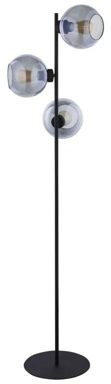 TK LIGHTING Stojací lampa - CUBUS 5239, Ø 35 cm, 230V/15W/3xE27, grafit/černá