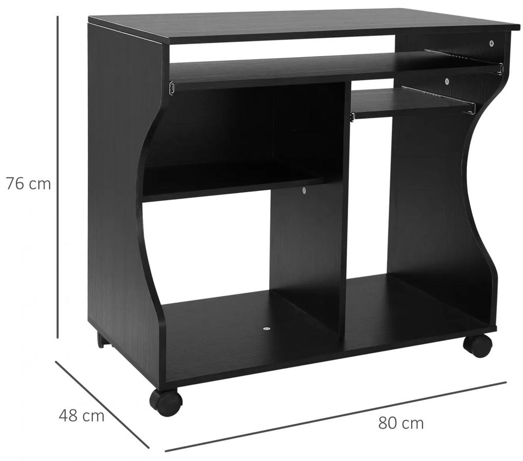 Mobilní počítačový stůl Luis 80 x 48 x 76 cm | černý
