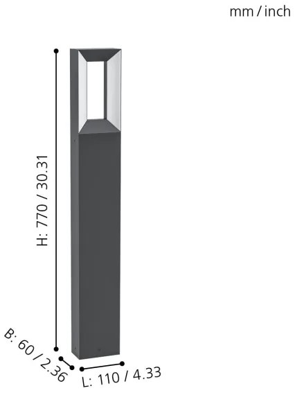 Eglo 98728 - LED Venkovní lampa RIFORANO 2xLED/5W/230V IP44 77 cm