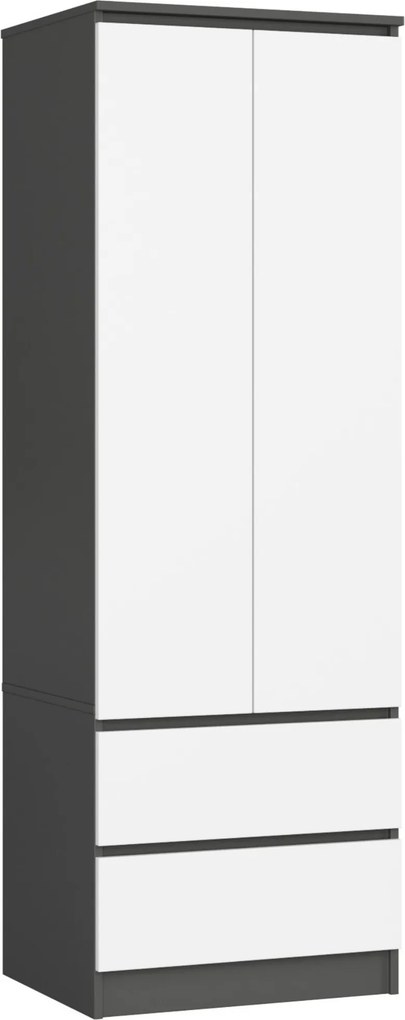 Šatní skříň Star S60 2D2SZ grafitová šedá/bílá