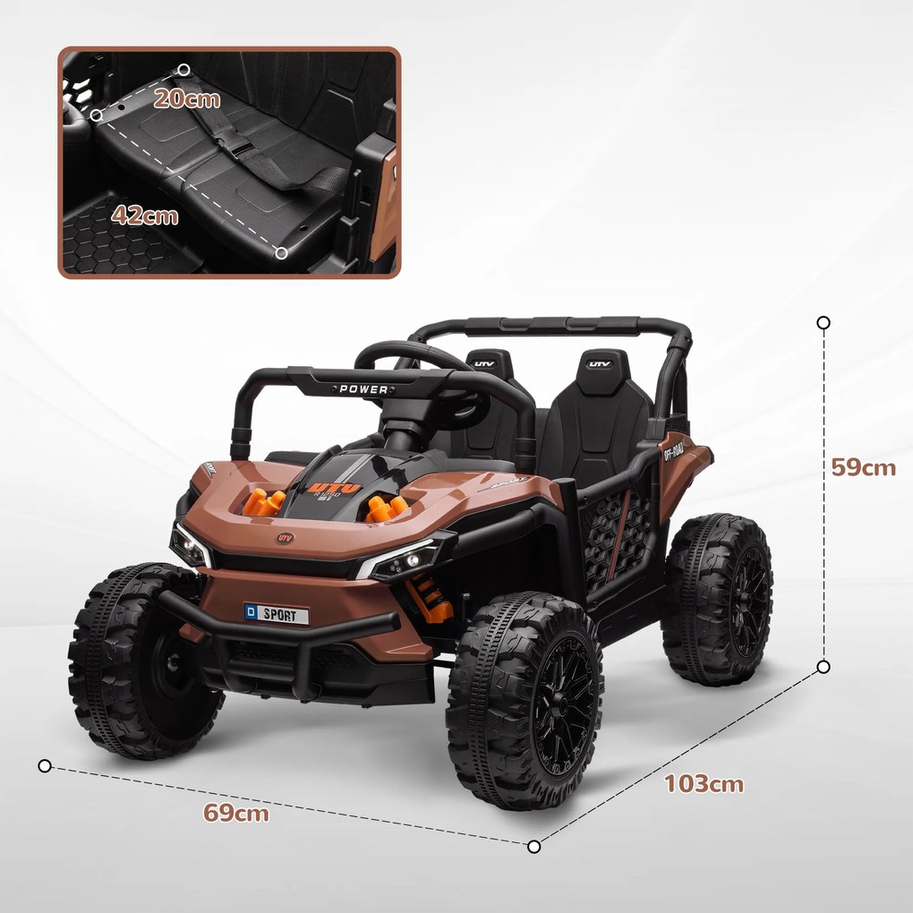 AIYAPLAY Elektrické Dětské Auto UTV, Elektrický Dětský Buggy, 2.4Ghz dálkový ovladač, 2 12V motory, 2 rychlosti, hudba, klakson, světla, pro děti 3-5…