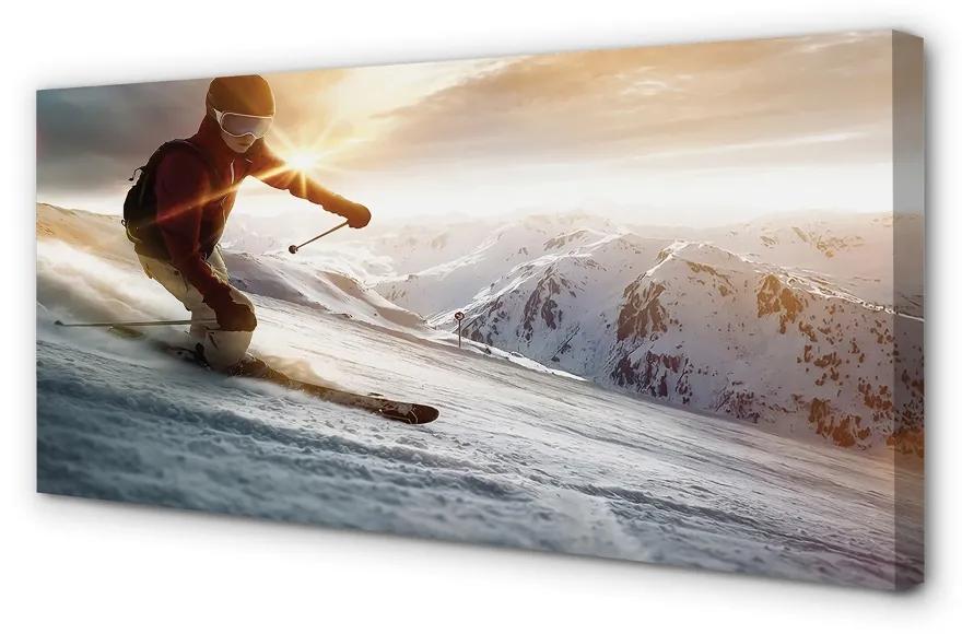 Obrazy na plátně lyžařské hůlky muž 125x50 cm