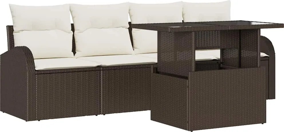 Sada zahradních pohovek 5 ks Hnědá Poly Ratan 3357281