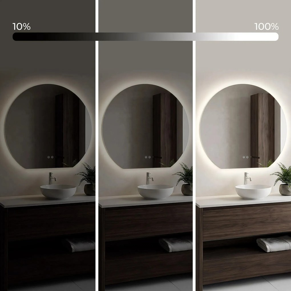 Rea Zrcadlo ⌀90 cm s vyhříváním a regulovatelným LED osvětlením HOM-00911