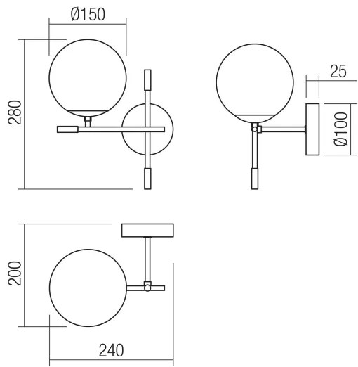 Redo 01-2945 - Nástěnné svítidlo ESSENTIAL 1xE14/28W/230V levá