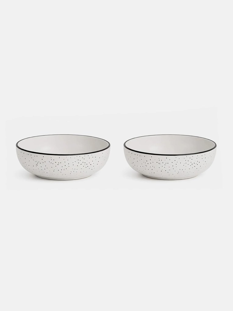 Sinsay - Sada kropenatých misek s okrajem 2 pack - bílá