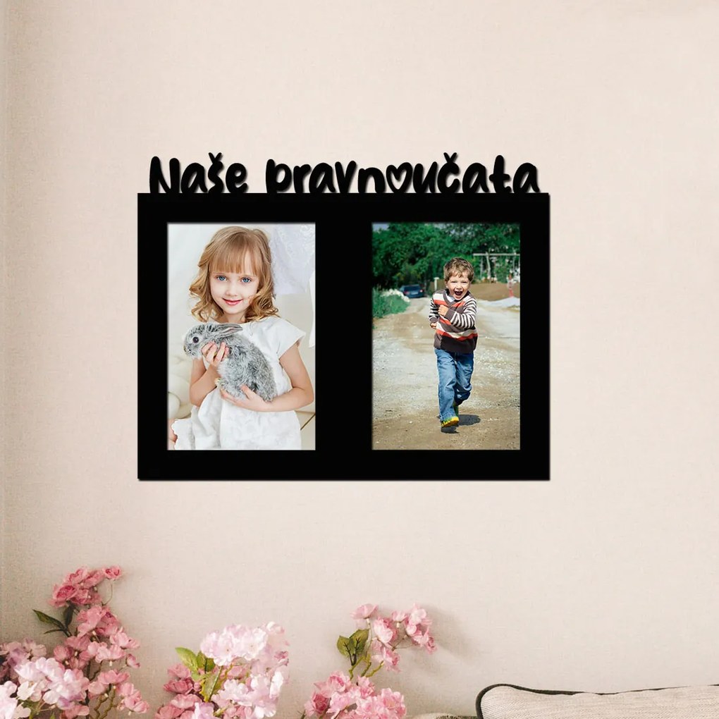 dřevo života Dřevěný fotorámeček Naše pravnoučata Zvolte barvu dekoru: Černá, Zvolte velikost fotografie (cm): 10x15, Počet fotorámečků: 3