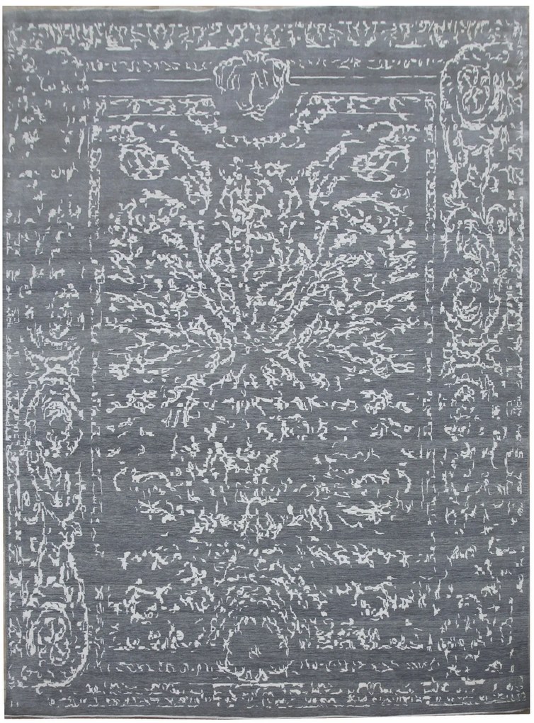 Diamond Carpets India, Ručně vázaný kusový koberec Diamond DC-JK 2 Light grey/silver, 365x457, šedá, chodba / předsíň