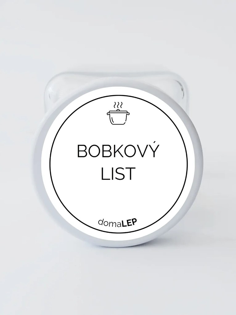Samolepka na kořenky BOBKOVÝ LIST bílá 5 cm základní písmo