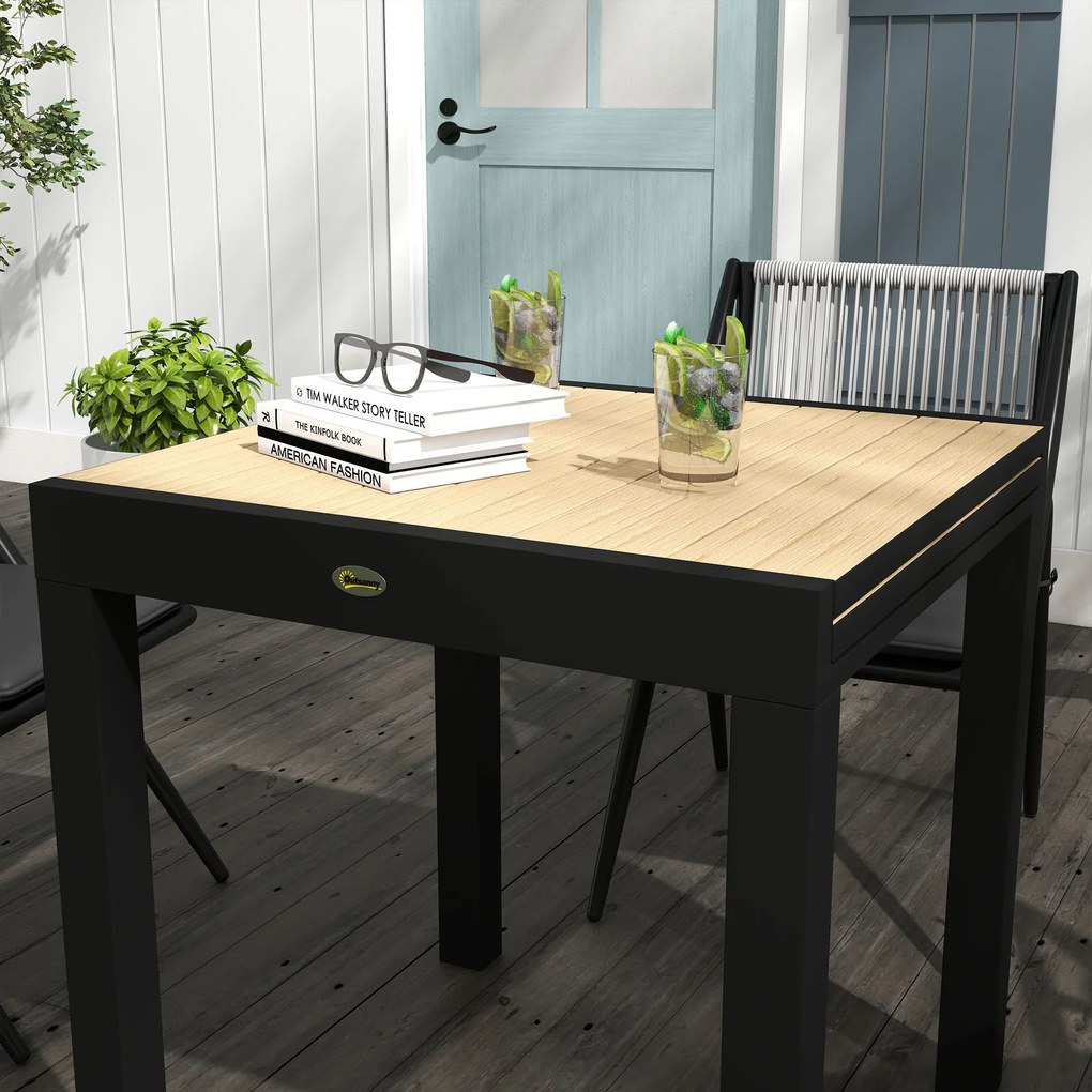Outsunny jídelní stůl zahradní stůl pro 6 osob rozkládací až do 70 kg nosnost hliník žlutá 81/162 x 80 x 75 cm pro terasu a balkon | Aosom.de