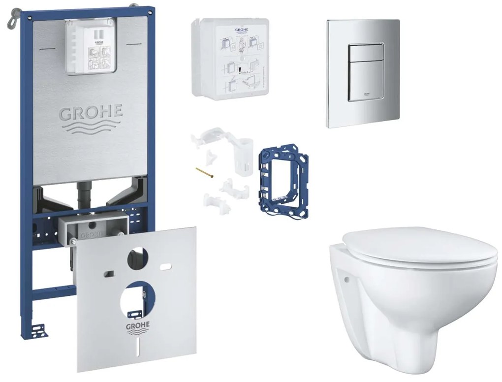 Grohe Rapid SLX - Set předstěnové instalace, klozetu, sedátka SoftClose, tlačítka Skate Cosmopolitan a sady pro vhazování tablet, chrom SANI11BB2125