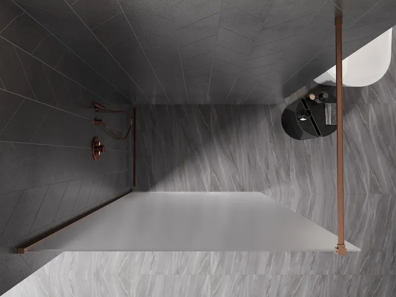 Mexen, Mexen Kioto-X sprchová stěna 100 x 200 cm, matná 10 mm, broušená měď - 800-100-101-65-30-X