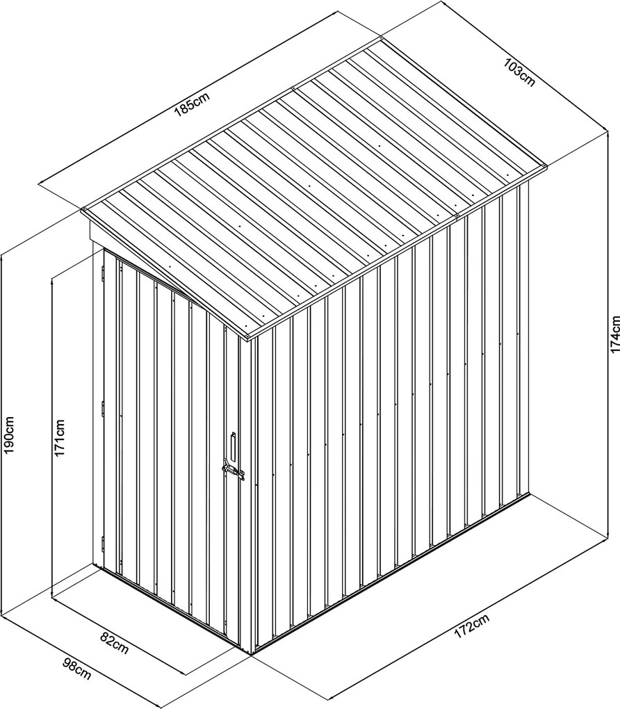 Fieldmann FZDO 1002 Zahradní domek rozměry: 172 x 98 x 190 cm   plocha domku: 2m2, 0,6mm silný plech rámu (0,3mm opláštění) odolná pozinkovaná