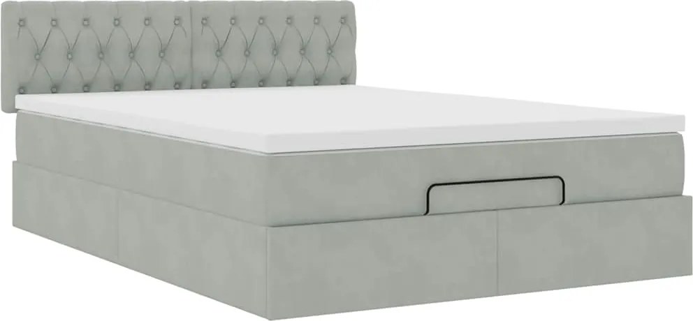 Osmanský rám postele s matrací světle šedá 140x190cm samet 3312692