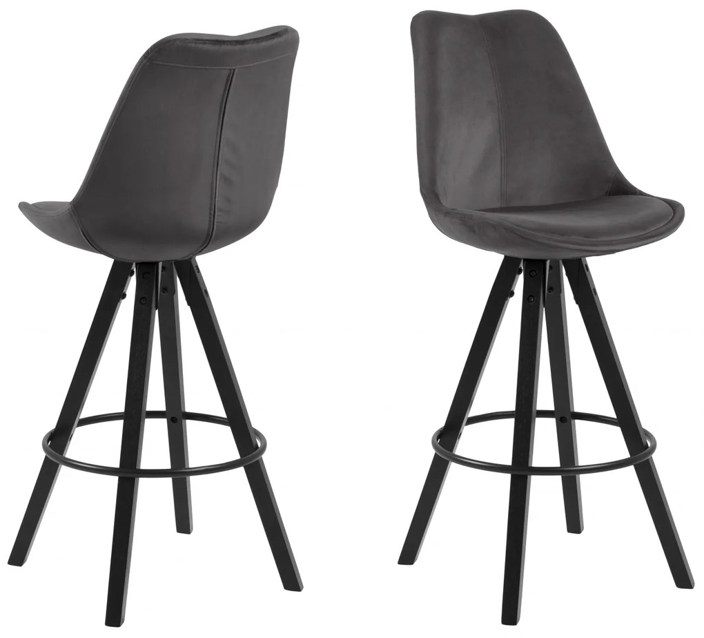 Bighome - Barová židle DIMA, tmavě šedá, černá